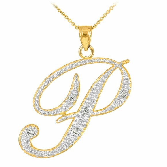 Element Shine | Jewelry | 4k Real Gold Initial Letter P Diamond ...